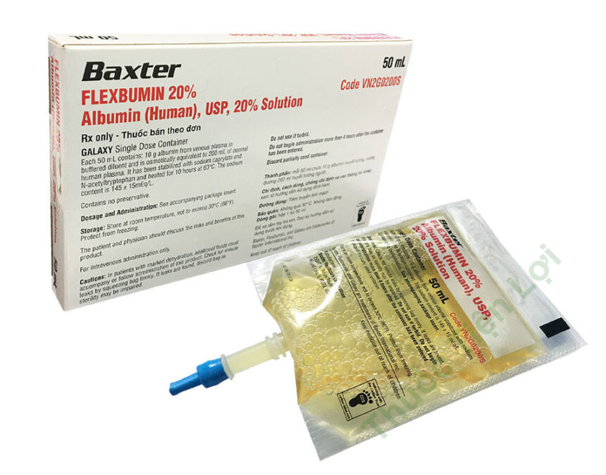 Flexbumin 20% Inj 10G/50ML 1S Baxalta - Thuốc Tiện Lợi