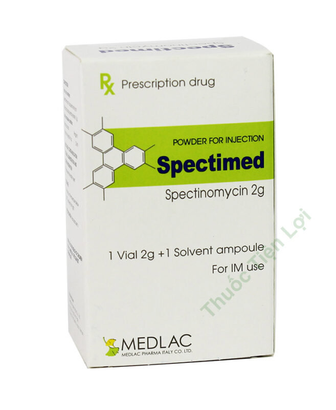 Spectimed Spectinomycin 2G Inj Medlac (H/1 Ống + 1 Dung Môi) - Thuốc ...